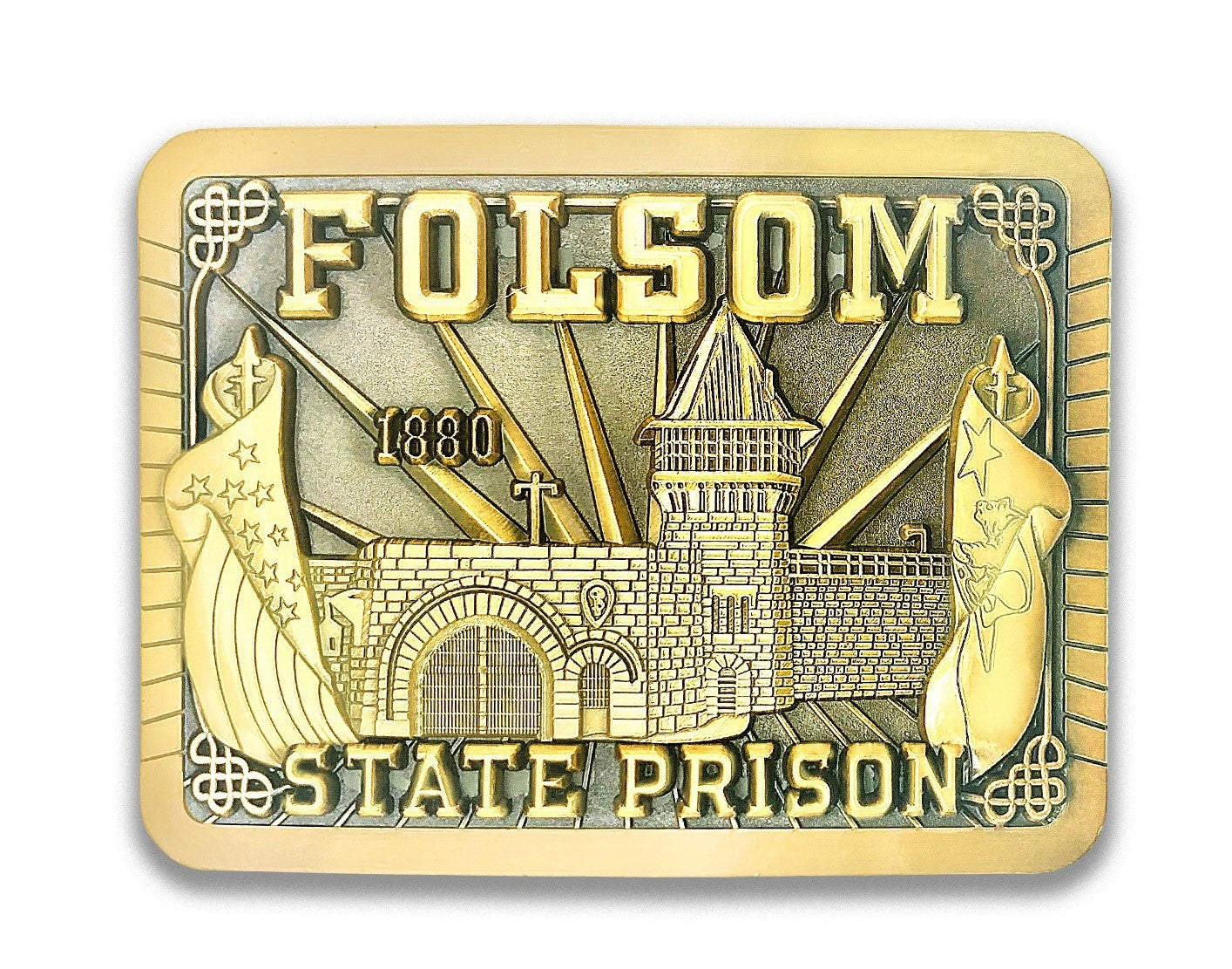 FOLSOM STATE PRISON Belt Buckle Rectangle – Custom Pins & Buckles