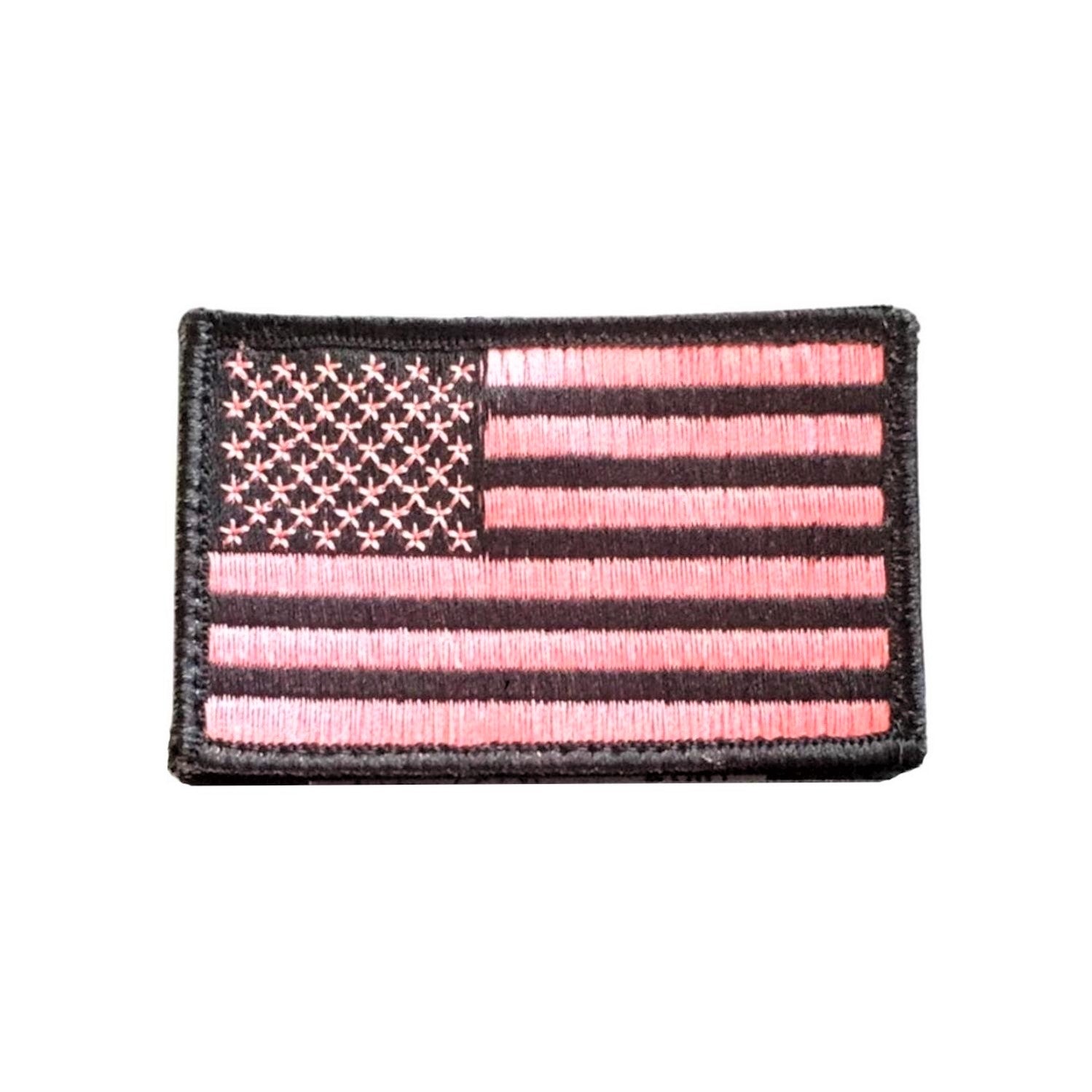 US Flag Patch Pink Ribbon Velcro Back – Custom Pins & Buckles